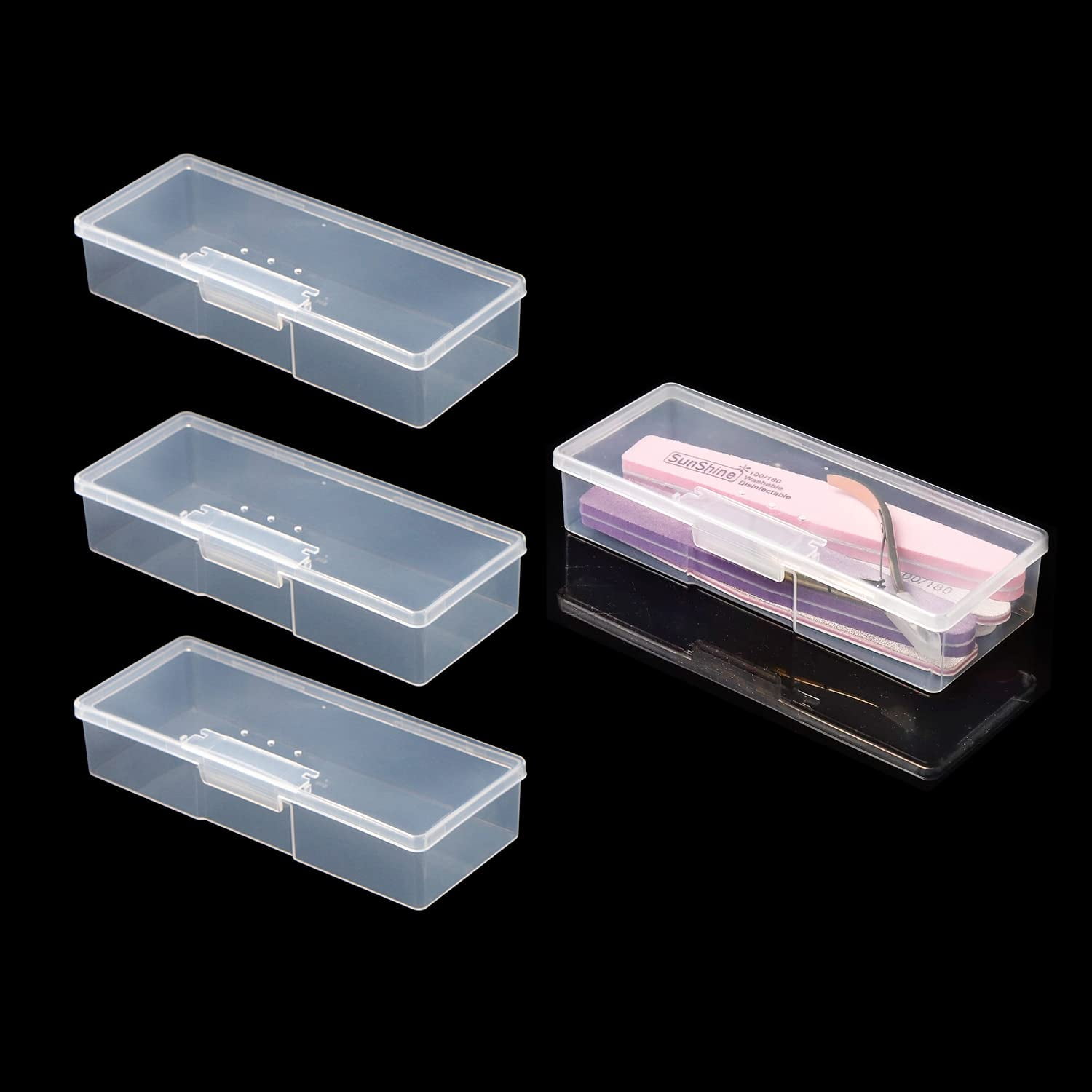 4 Pack Nail Tool Box Plastic Nail File Case Pedicure Container Storage ...