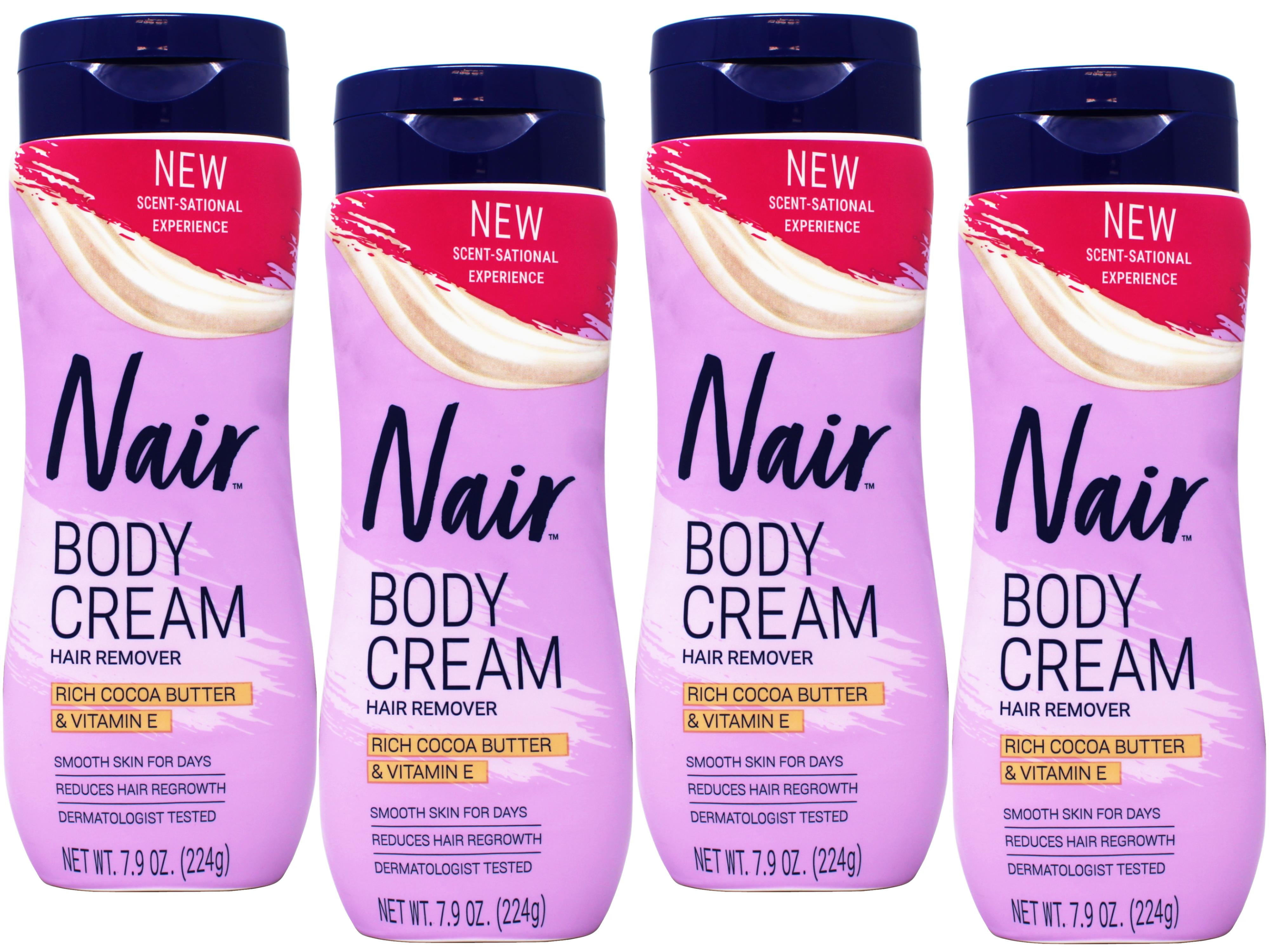 4 Pack - Nair Body Cream Hair Remover, Cocoa Butter and Vitamin E, Body ...
