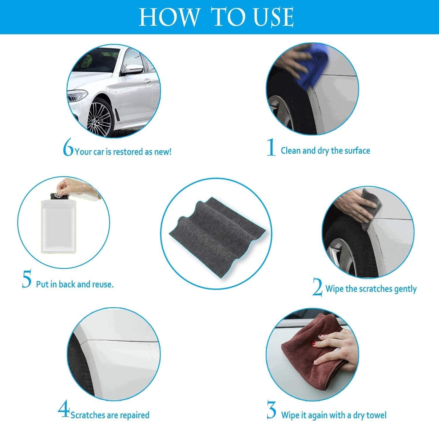 4 Pack Nano Sparkle Cloth Car Scratches Remover, 2024 Upgrade Nano ...