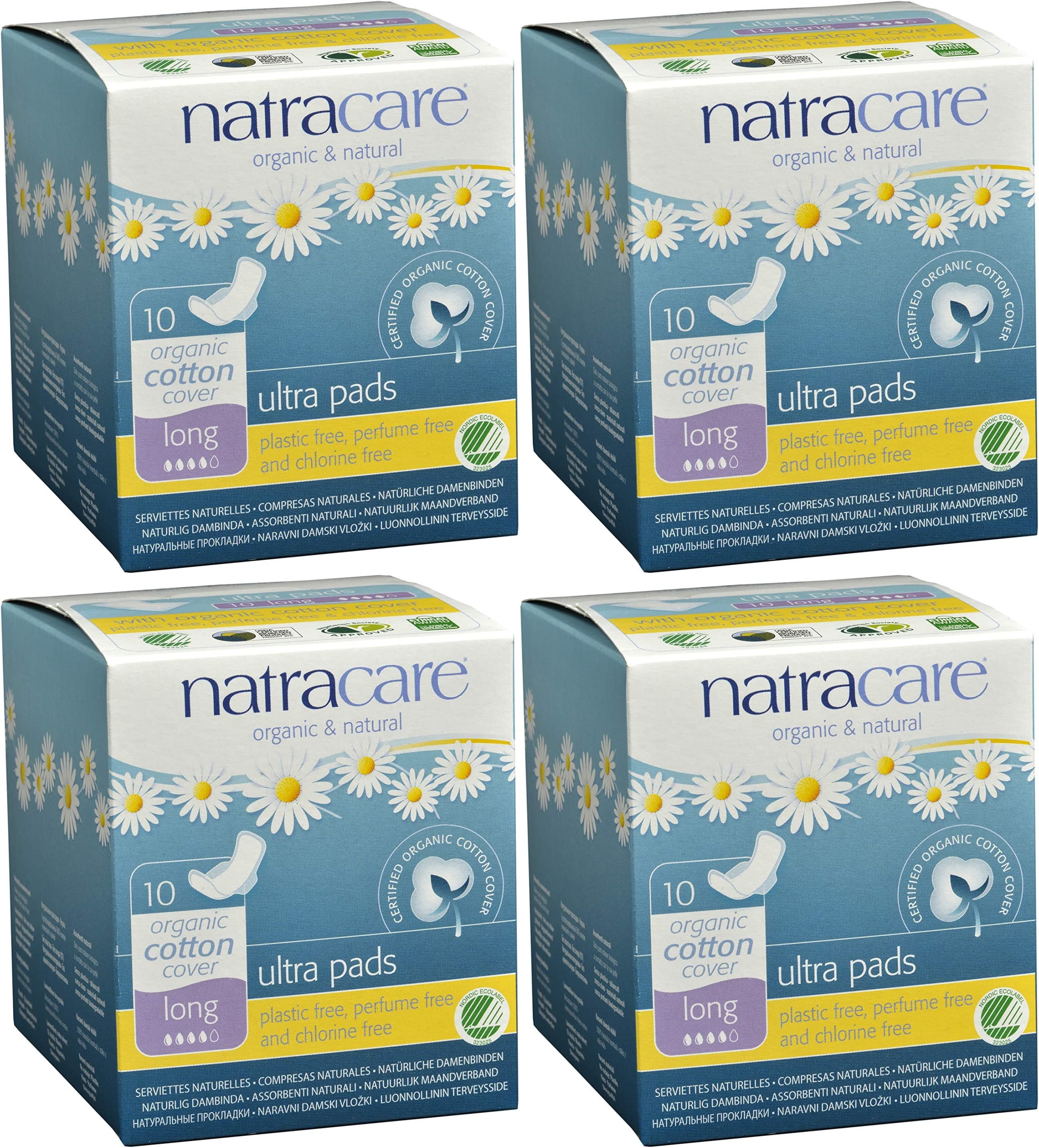 (4 Pack) Natracare Natural UItra Pads w/wings - Long w/organic cotton ...