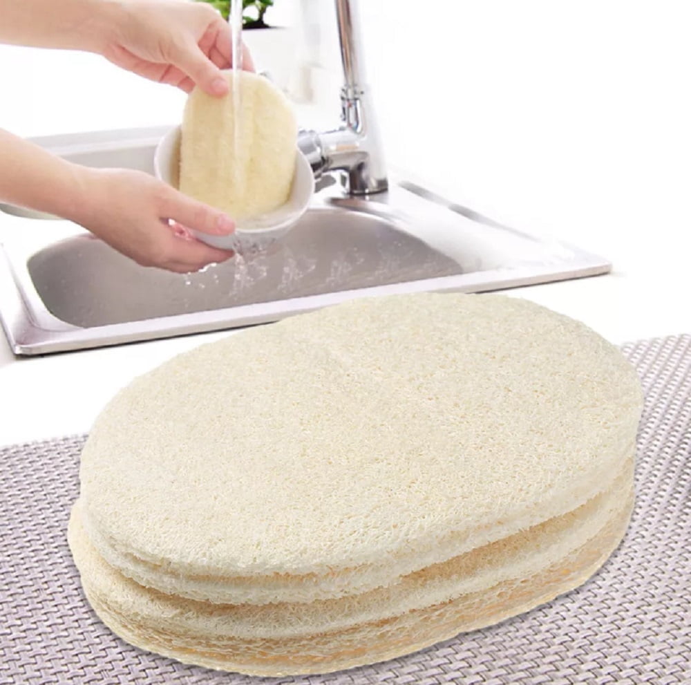 4-Pack Natural Loofah Kitchen Sponge Set – Eco-Friendly, Biodegradable ...