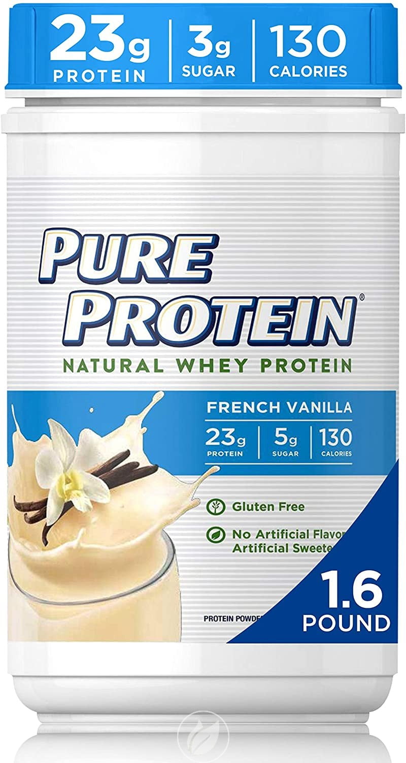 Pure Protein Natural Whey Protein Powder, French Vanilla 1.6 Lb ...