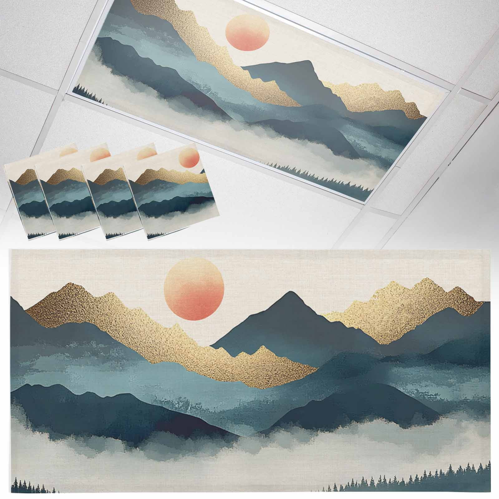 4 Pack Nature Scenery Fluorescent Light Covers for Ceiling Lights ...
