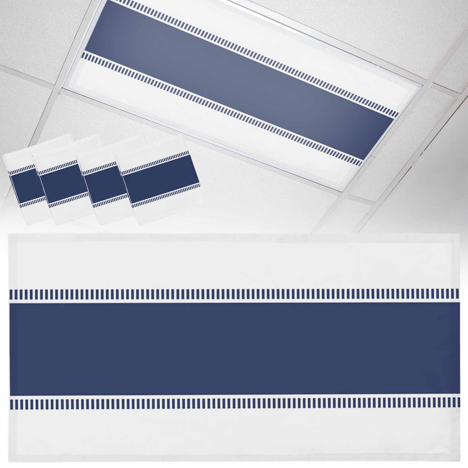 4 Pack Navy Blue Fluorescent Light Covers for Ceiling Lights Stripes ...