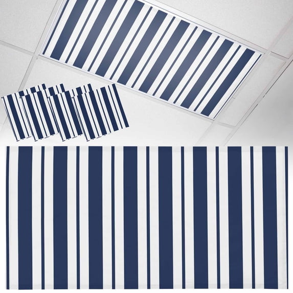 4 Pack Navy Blue Striped Fluorescent Light Covers for Ceiling Lights ...