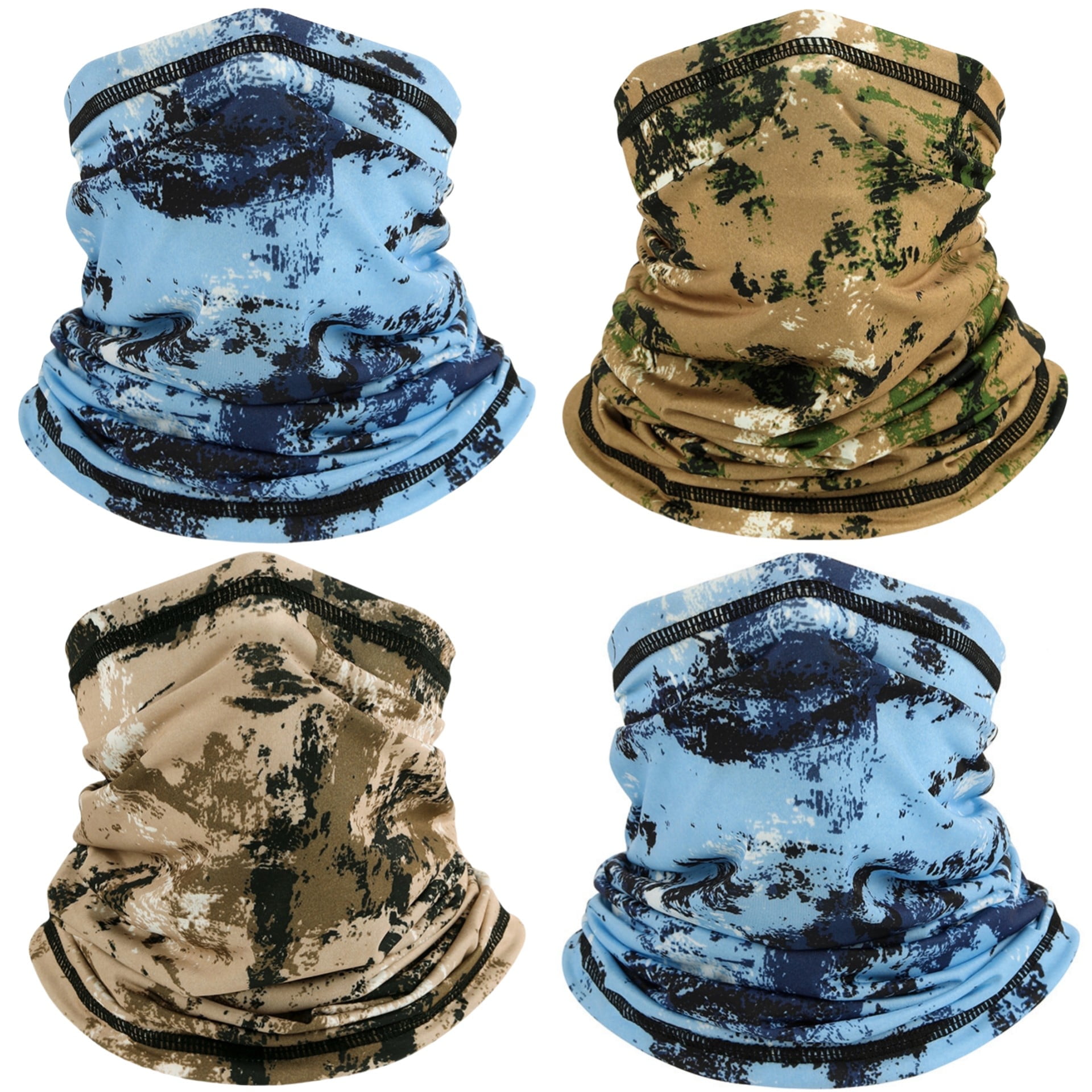 4 Pack Neck Gaiter Face Mask Scarf Masks Bandanas Breathable Outdoor ...