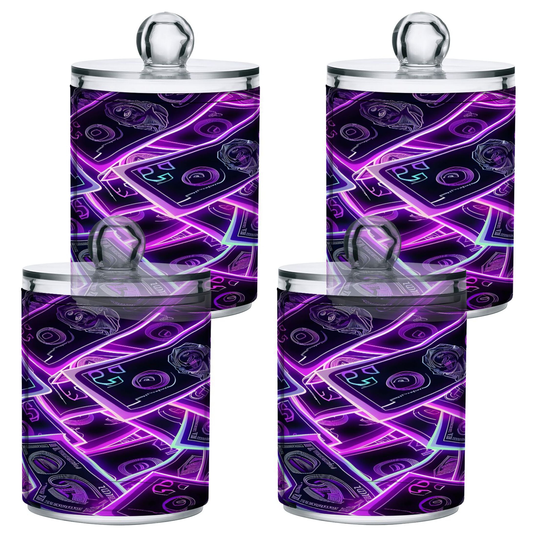4 Pack Neon Dollar Bills Qtip Holder Dispenser Clear Plastic Storage ...