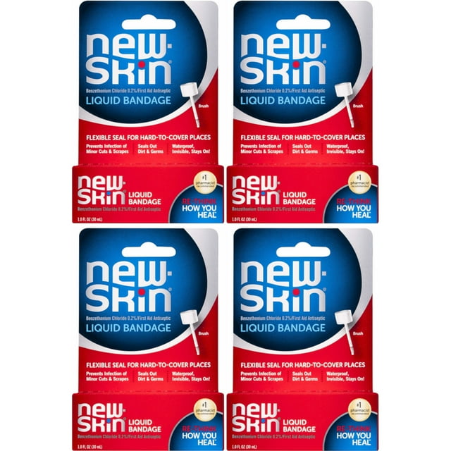 4 Pack - New-Skin First Aid Antiseptic Liquid Bandage 1 fl oz (30 ml ...