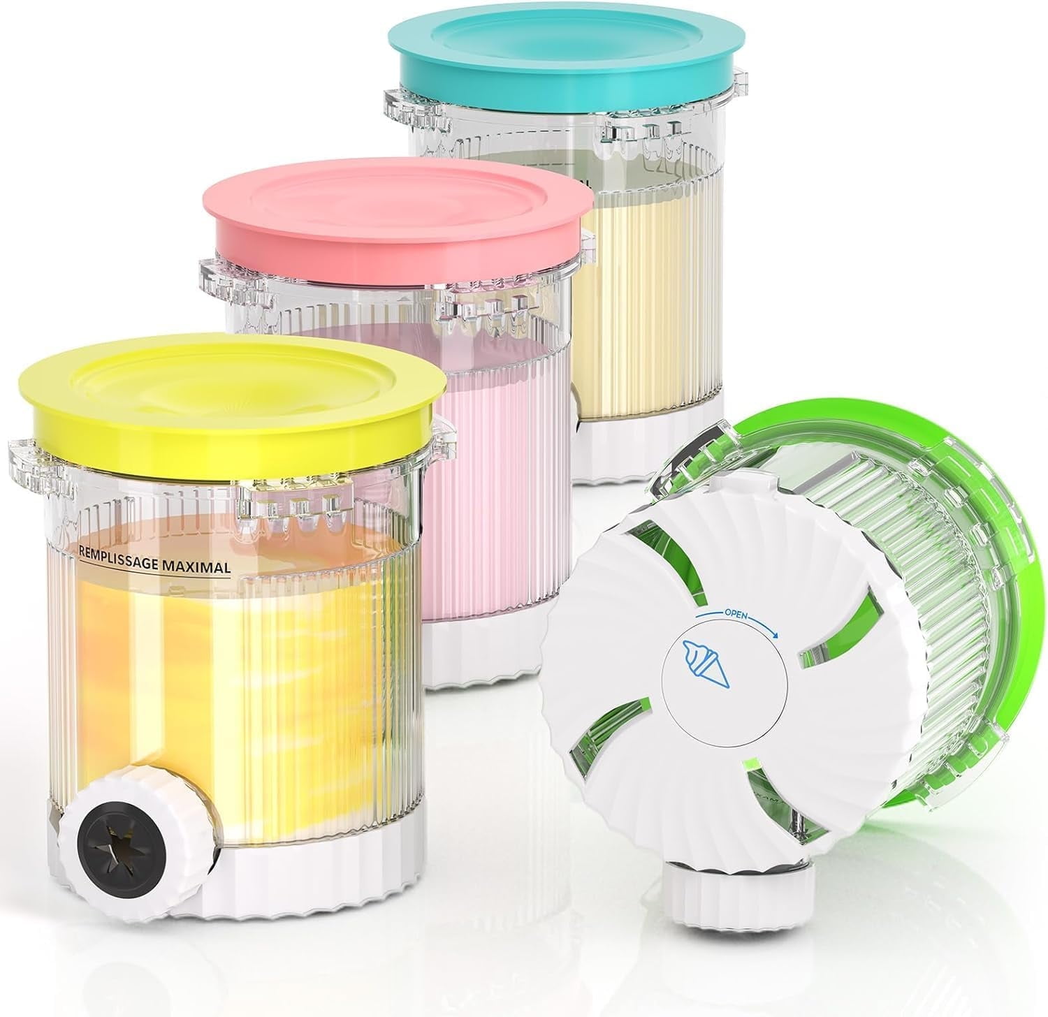 4 Pack for Ninja Creami Swirl Pints and Lids Compatible with Ninja ...