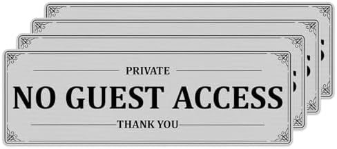 4 Pack No Guest Access Sign 9" x 3" Aluminum Self-Adhesive Door Sign ...