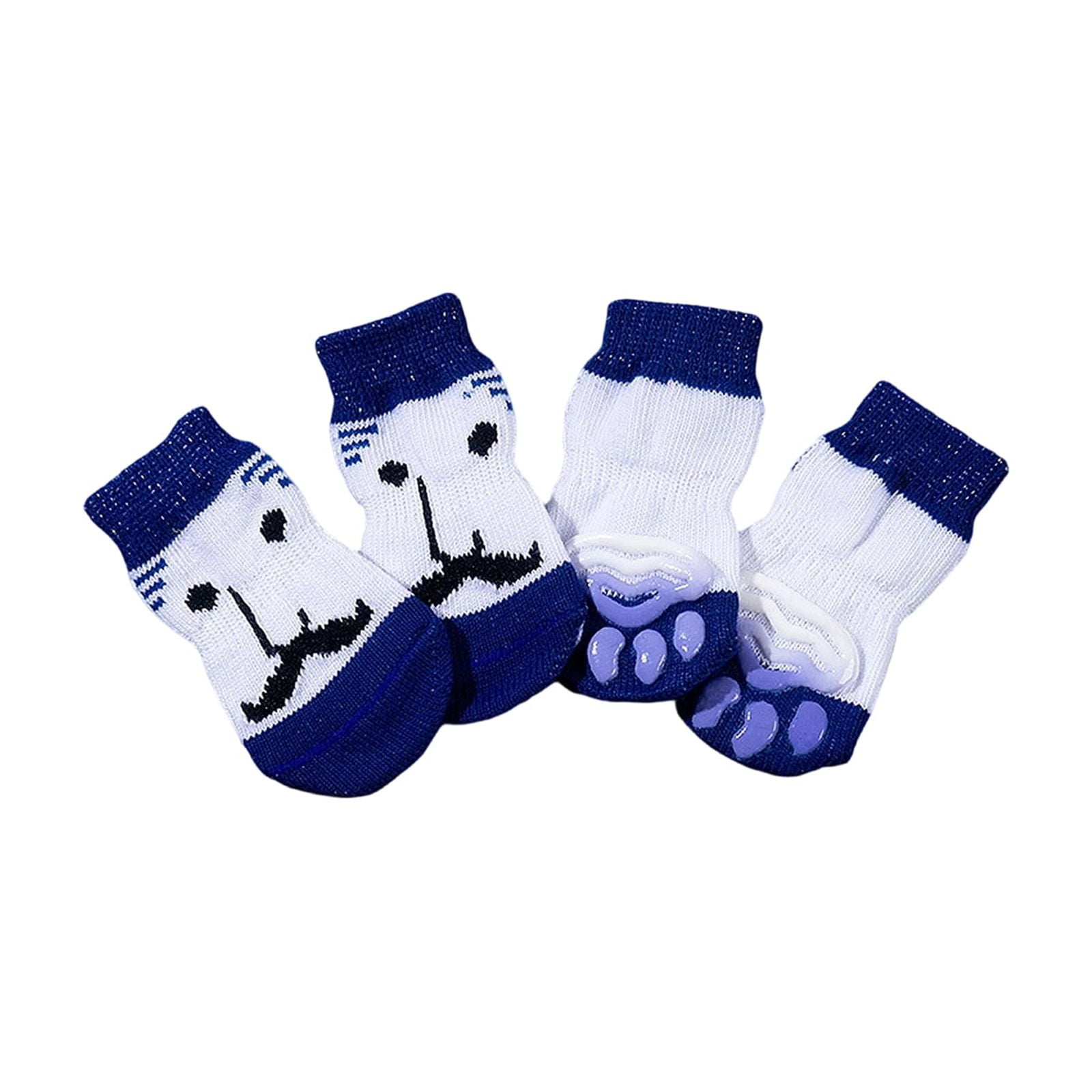 4-Pack Non-Skid Pet Socks with Paw-Shaped Grips, Breathable Knit Foot ...