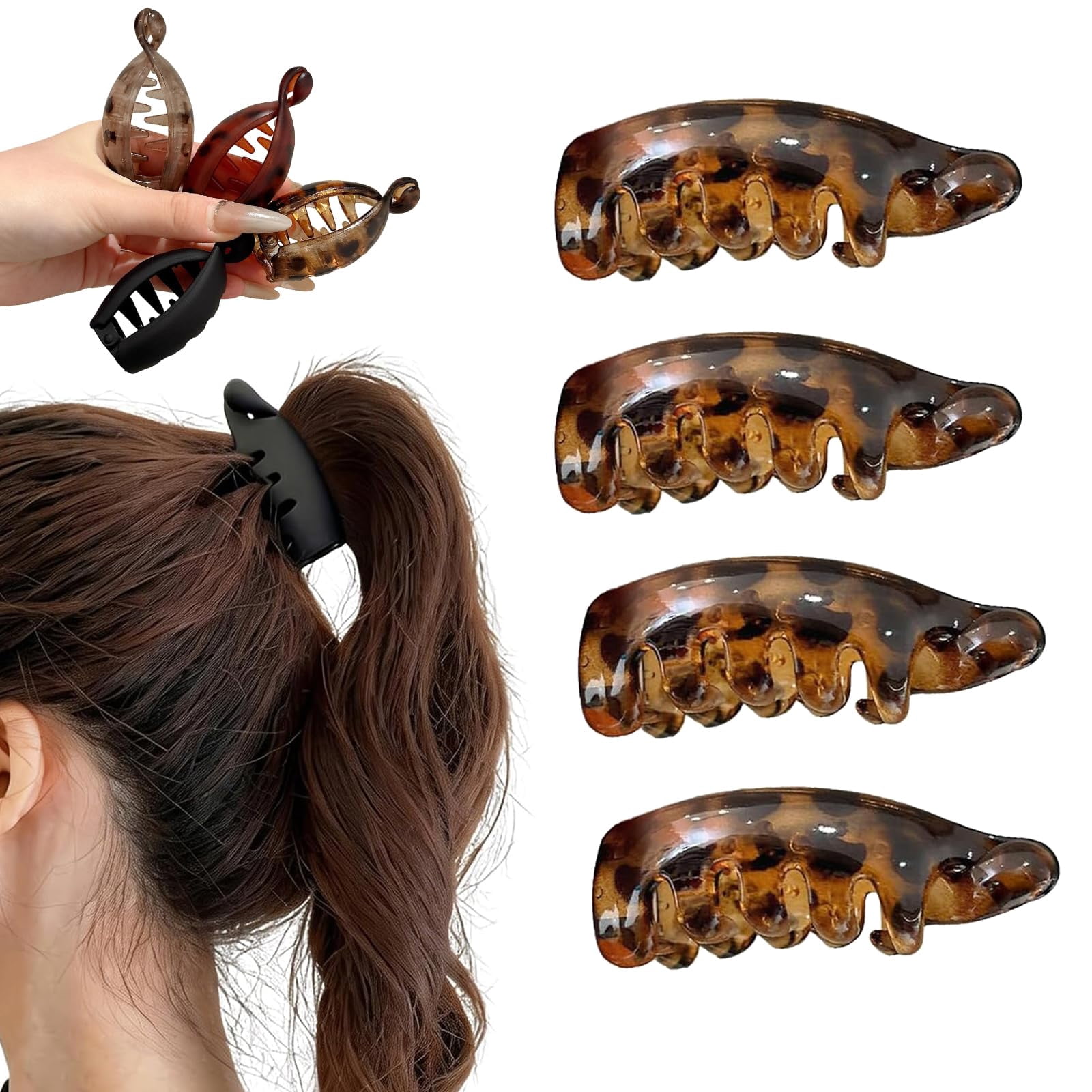 4-Pack Non-Slip Banana Hair Clips for Women, Strong Hold - Walmart.com