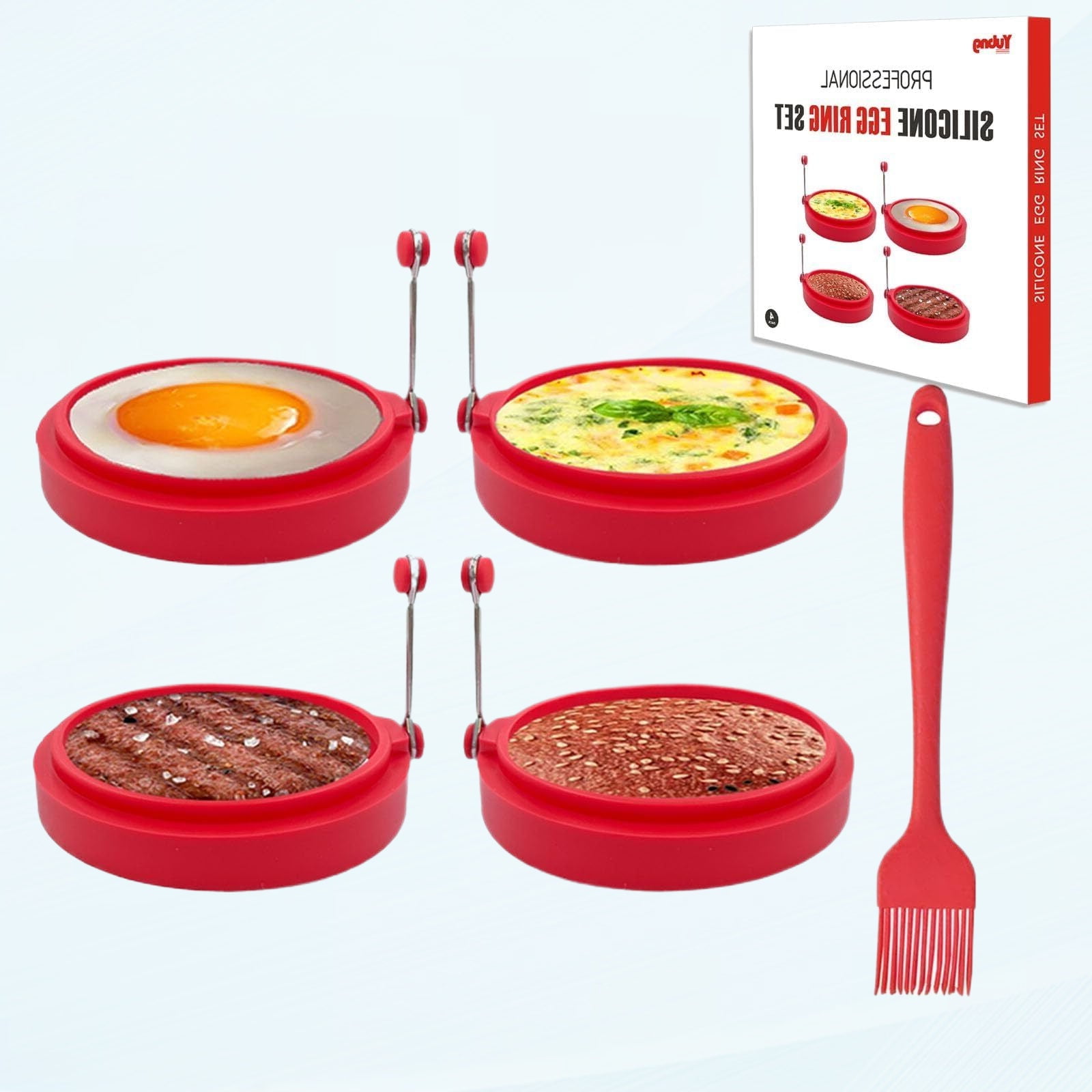 4 Pack Non-stick Silicone Egg Rings for Perfect Fried Eggs, Pancakes ...