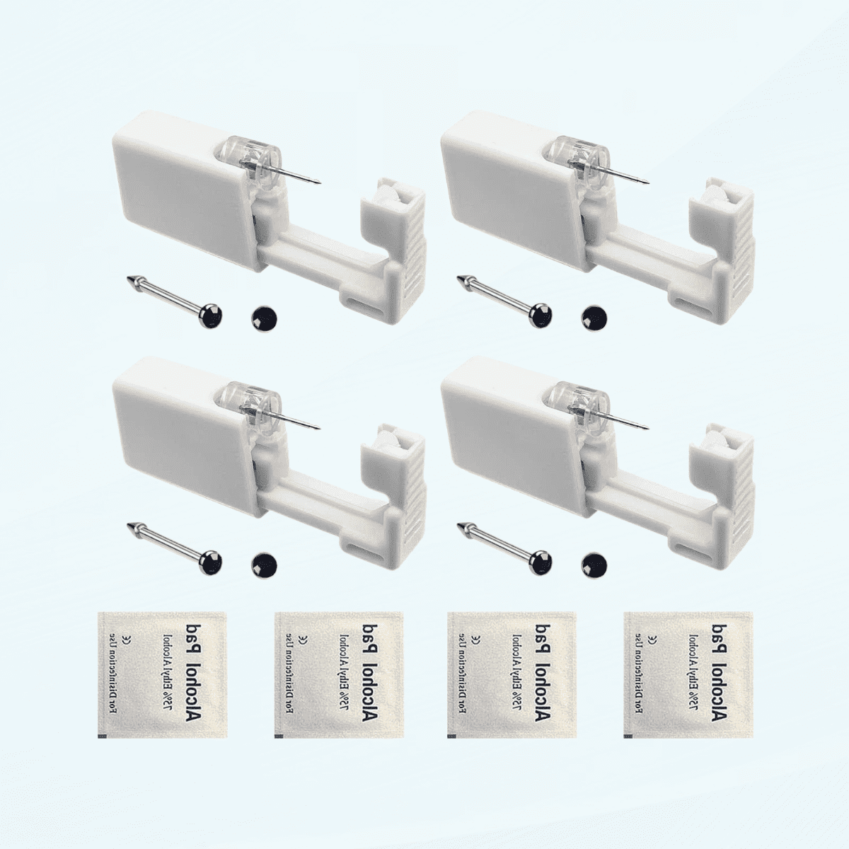 4 Pack Nose Piercing Kit, Disposable Safe Sterile Piercing Gun, Self ...