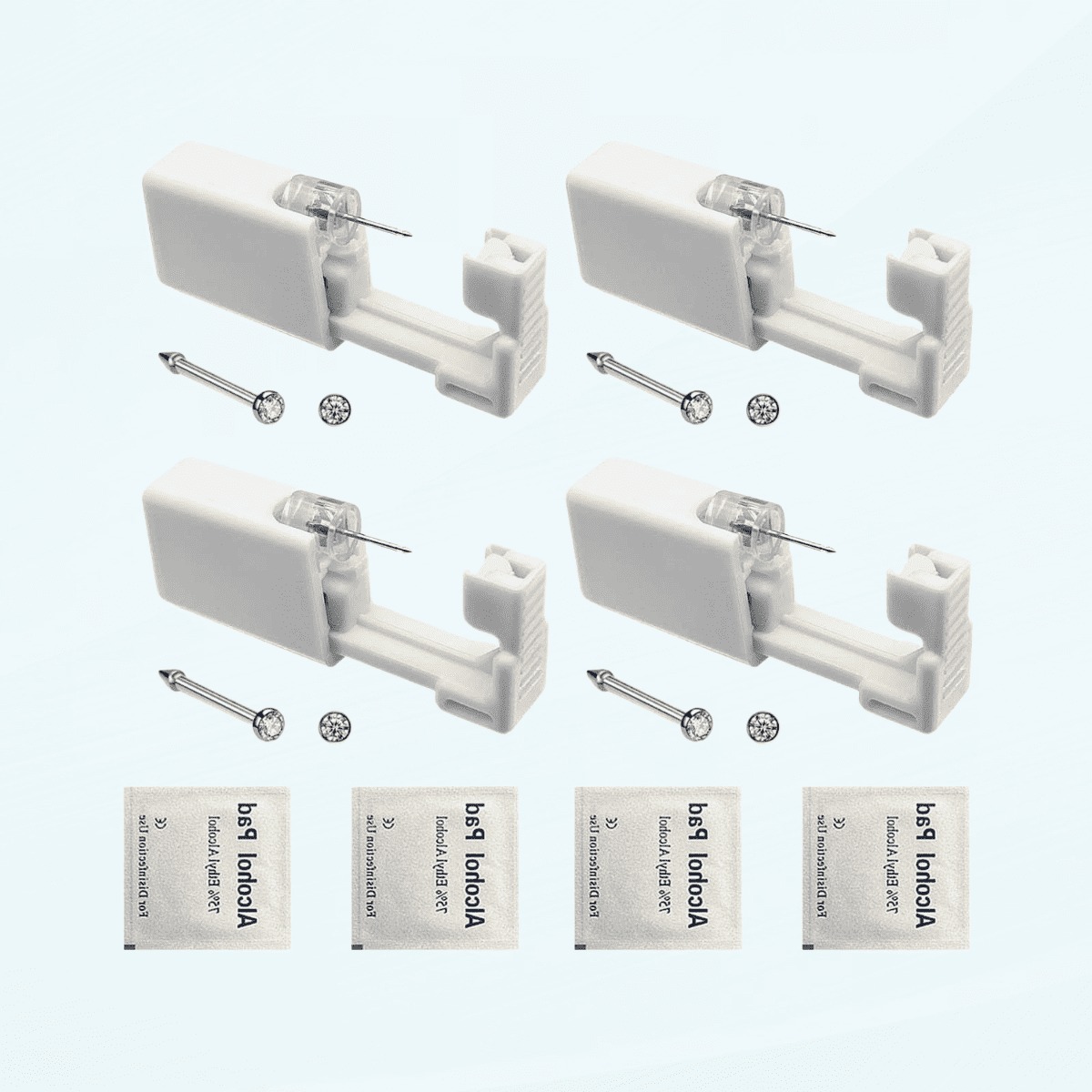 4 Pack Nose Piercing Kit, Disposable Safe Sterile Piercing Gun, Self ...