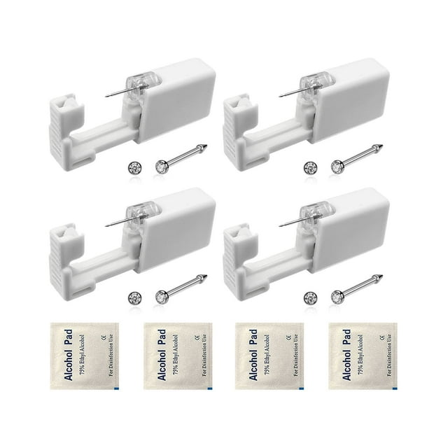 4 Pack Nose Piercing Kit, Disposable Safe Sterile Piercing Gun, Self ...