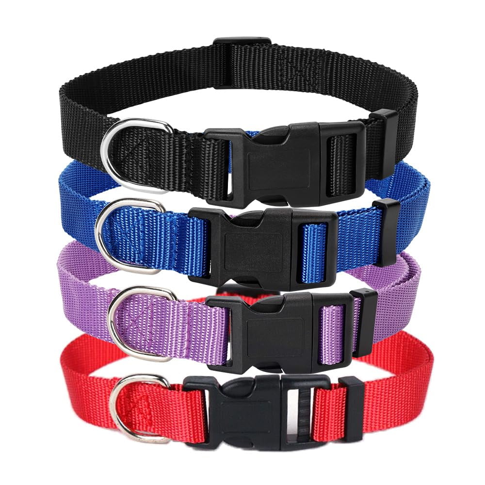 4 Pack Nylon Dog Collars, Classic Adjustable Pet Dog Collar for Small ...