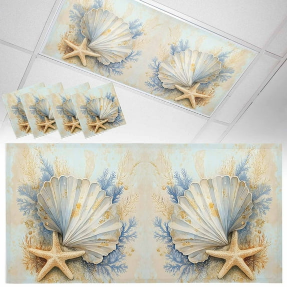 4 Pack Ocean Shell Coral Fluorescent Light Covers for Ceiling Lights ...