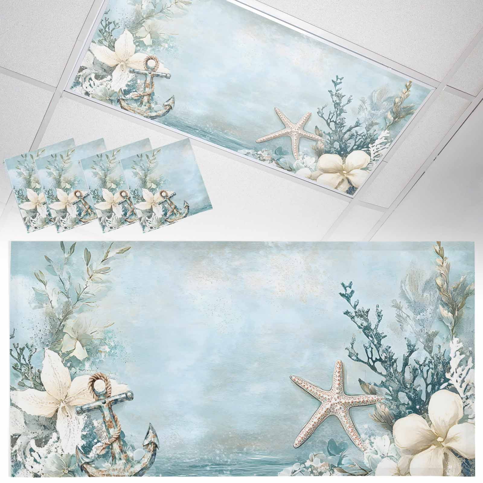 4 Pack Ocean Starfish Anchor Fluorescent Light Covers for Ceiling ...