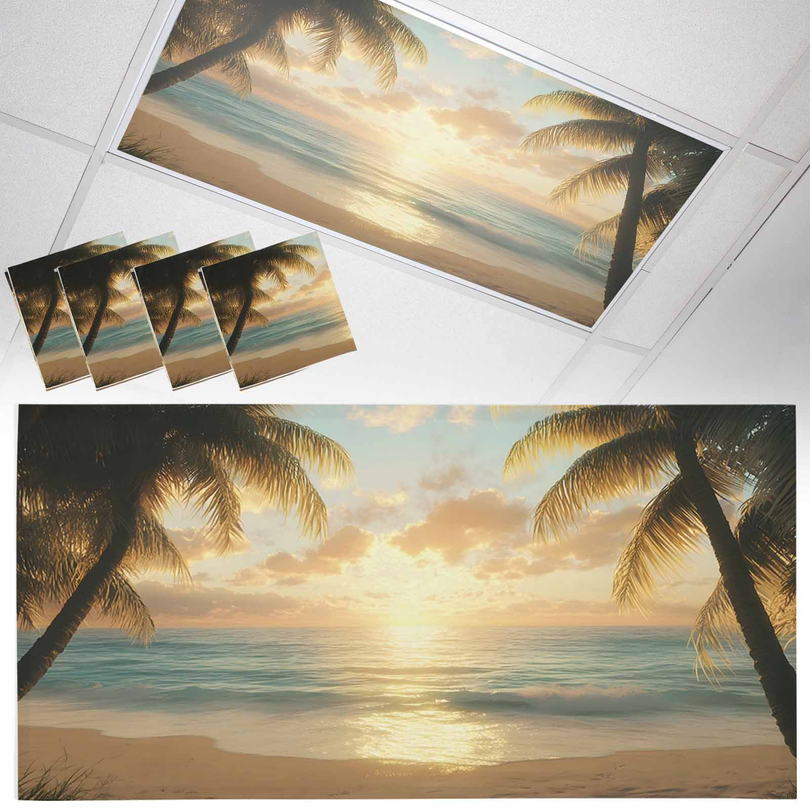 4 Pack Ocean Sunset Fluorescent Light Covers for Ceiling Lights ...