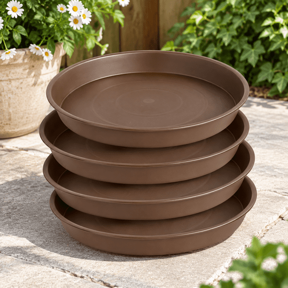 4 Pack Of 18 19 Inch Plant Saucer Drip Tray (16.6 Base) Heavy Duty ...