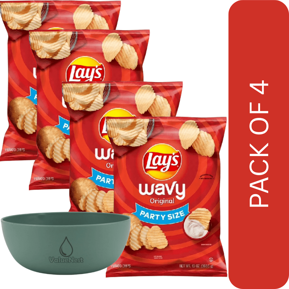 4 Pack Of Lay’s Wavy Original Potato Chips – 13 oz Party‑Size Bag ...