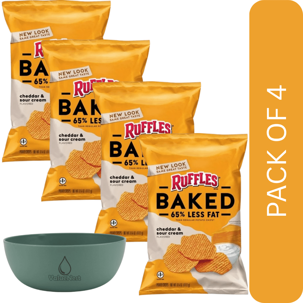 4 Pack Of Ruffles Baked Cheddar & Sour Cream Potato Chips – 6.25 oz, 65 ...