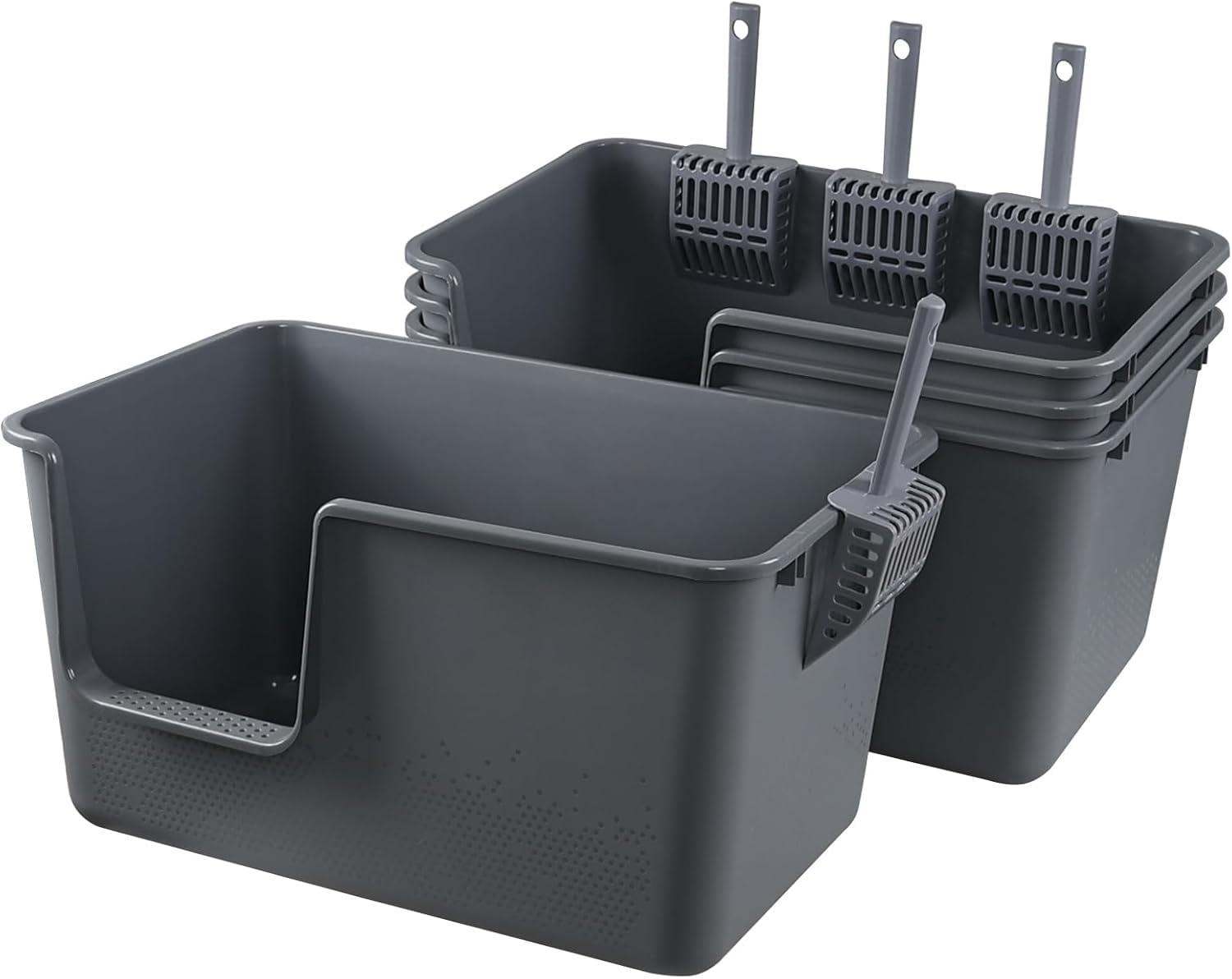 4-Pack Open Top Large Cat Litter Box with High Sided, 12.8" Heigh Anti ...