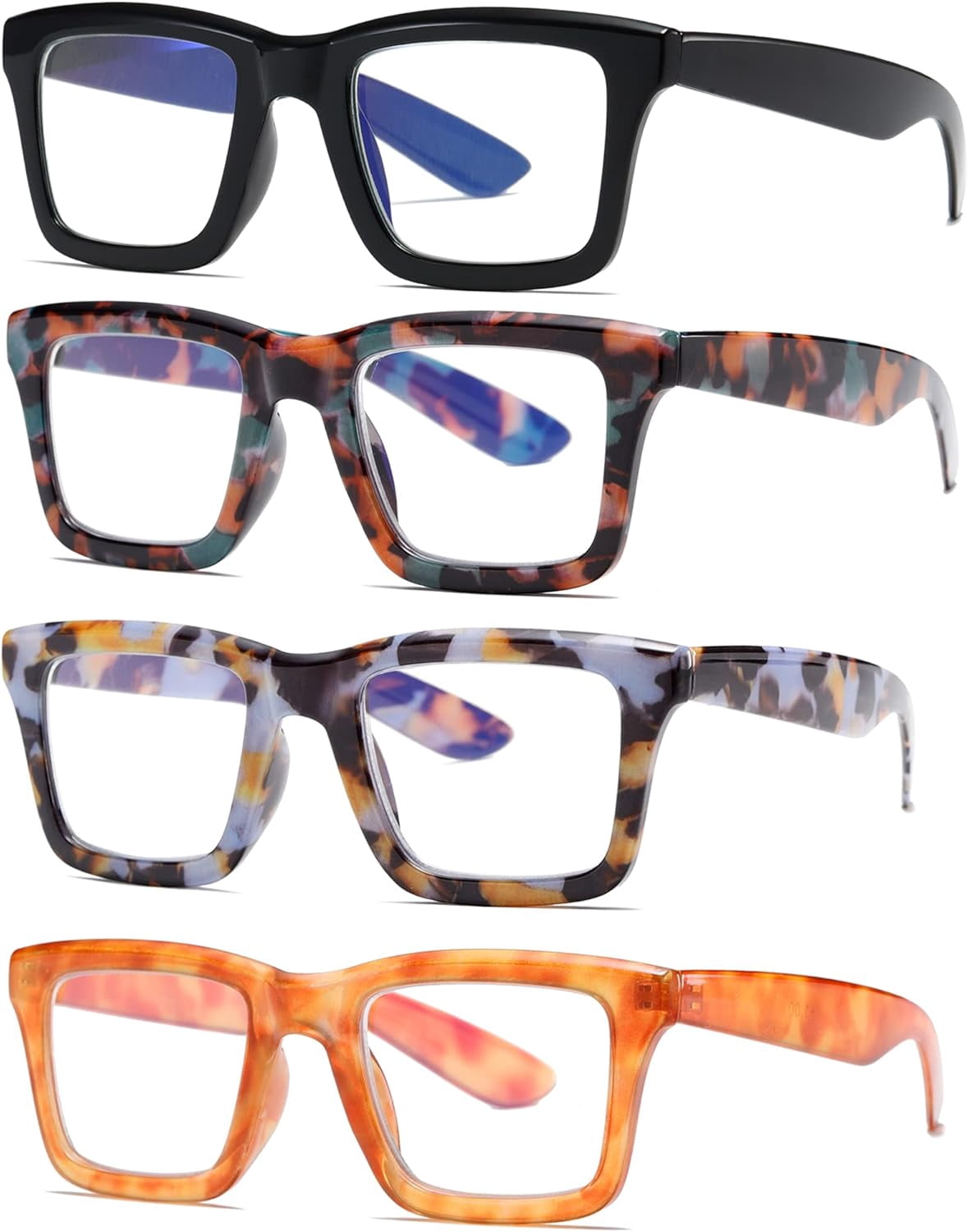 4 Pack Oprah Style Reading Glasses for Women Men Blue Light Blocking ...