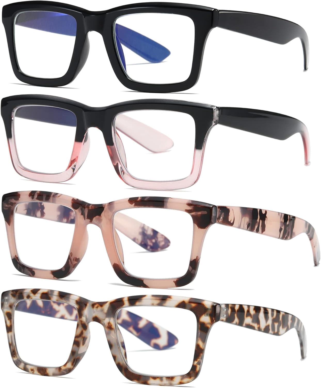 4 Pack Oprah Style Reading Glasses for Women Men Blue Light Blocking ...