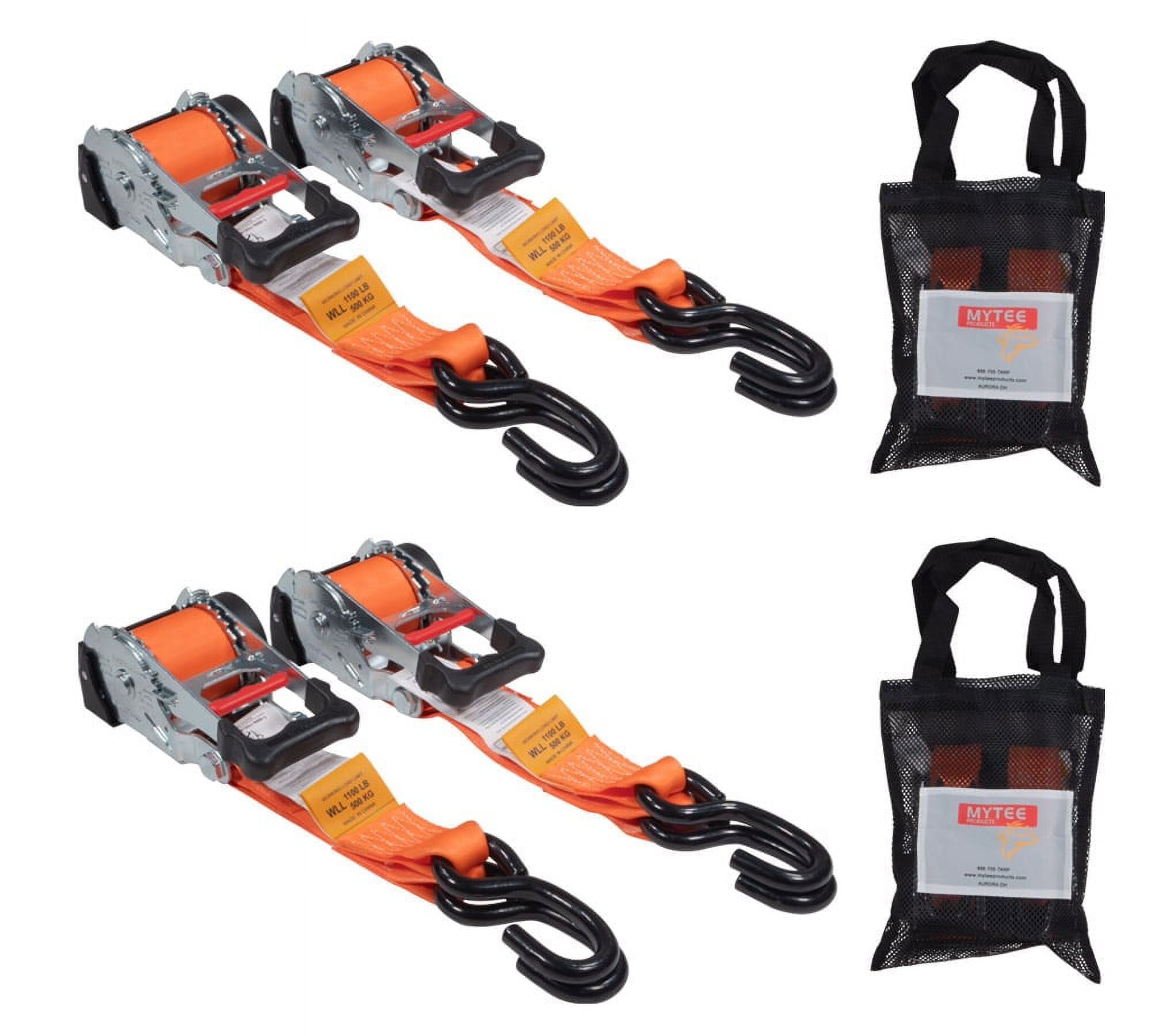 (4 Pack) Orange 2" x10' Auto Retract Ratchet Straps | Quick n Easy ...
