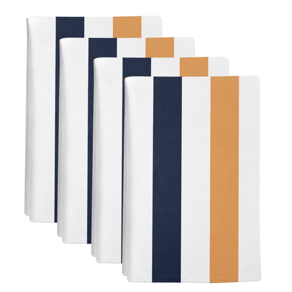 4 Pack Orange Navy Blue Striped Kitchen Towels Modern Abstract ...