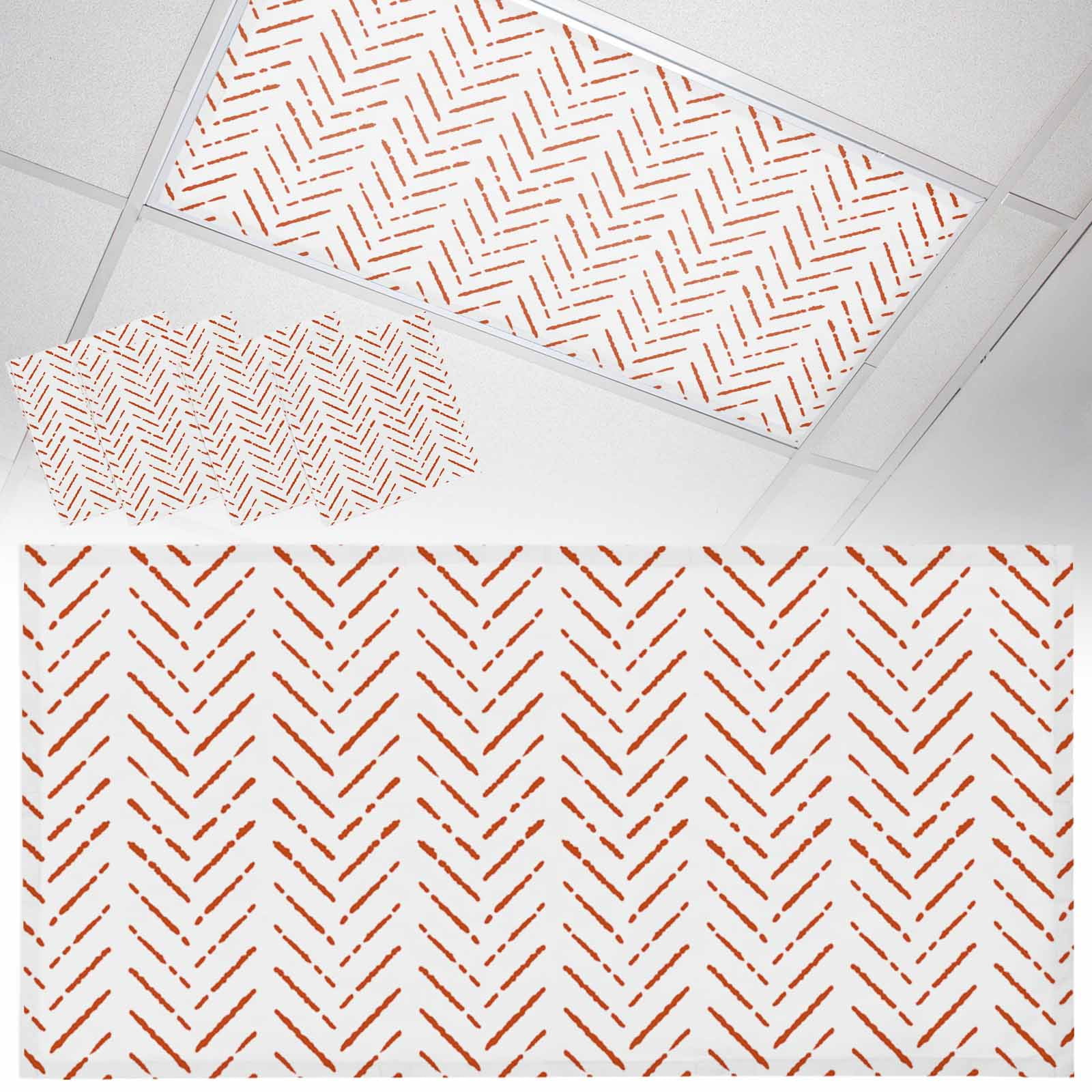4 Pack Orange Striped Fluorescent Light Covers for Ceiling Lights ...
