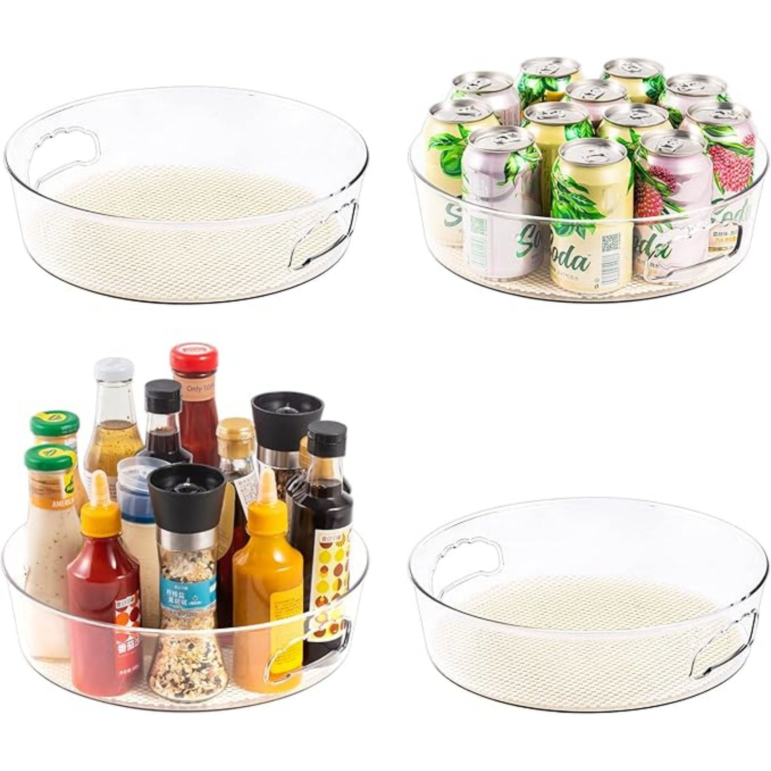 4 Pack Organizer for Cabinet with Handle, 12“ inch Clear Spinning ...