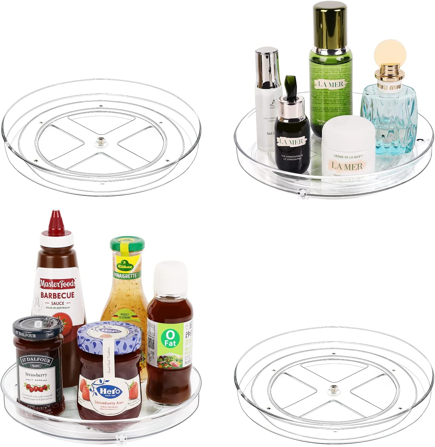 4 Pack Organizer for Cabinet, Upgraded Clear Lazy Susan Turntable with ...
