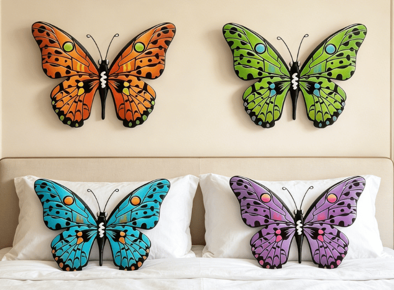4 Pack Outdoor Butterfly Wall Sculpture, Minimalist Hanging Wall Art ...