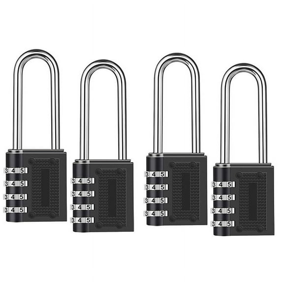 4 Pack Outdoor Combination Padlock Long Shackle Lock 6.5cm Shackle ...