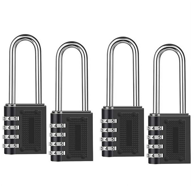 4 Pack Outdoor Combination Padlock Long Shackle Lock 6.5cm Shackle Waterproof 4 Digit Resettable ...
