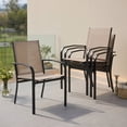 4-Pack Outdoor Dining Chairs – Light Brown High-Back Metal Patio Chairs ...