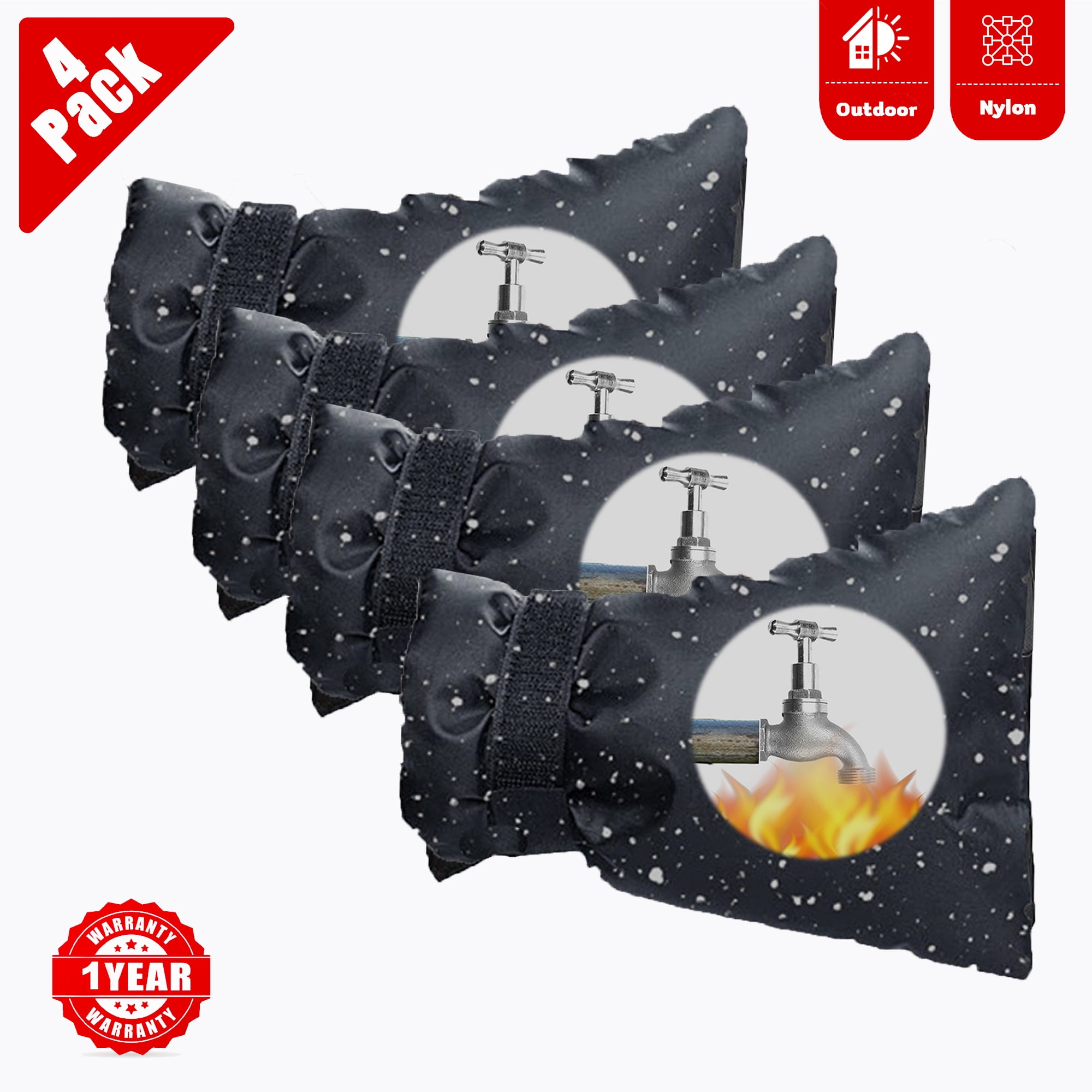 4 Pack Outdoor Faucet Cover, Waterproof Large Insulated Spigot ...