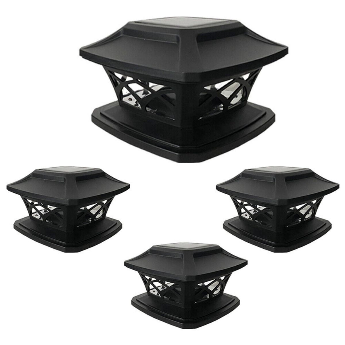 4 Pack Outdoor Garden 4x4 Dimmable Solar Post Deck Cap Fence Light ...