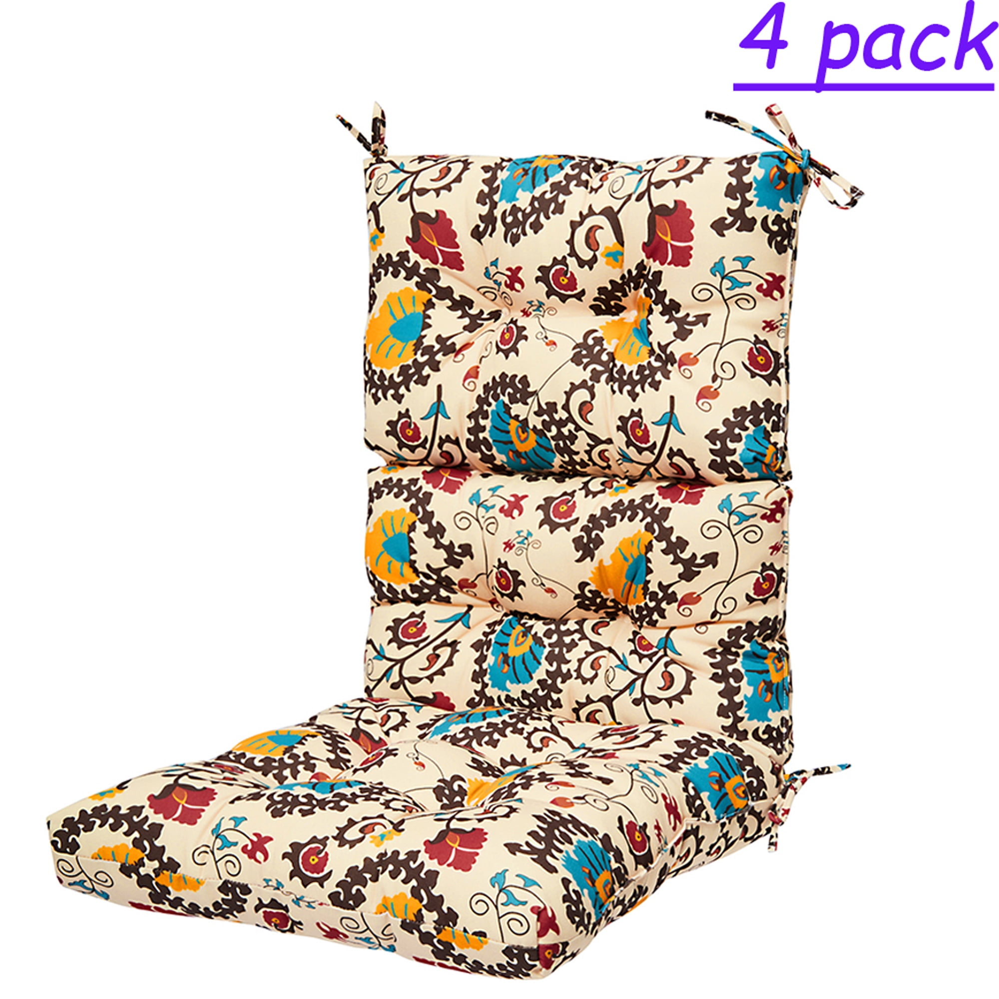 4 Pack Outdoor/Indoor High Back Chair Cushions Deep Seat Patio Seat and ...
