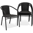 4-Pack Outdoor Rattan Patio Dining Chairs, All-Weather Stackable Chairs ...