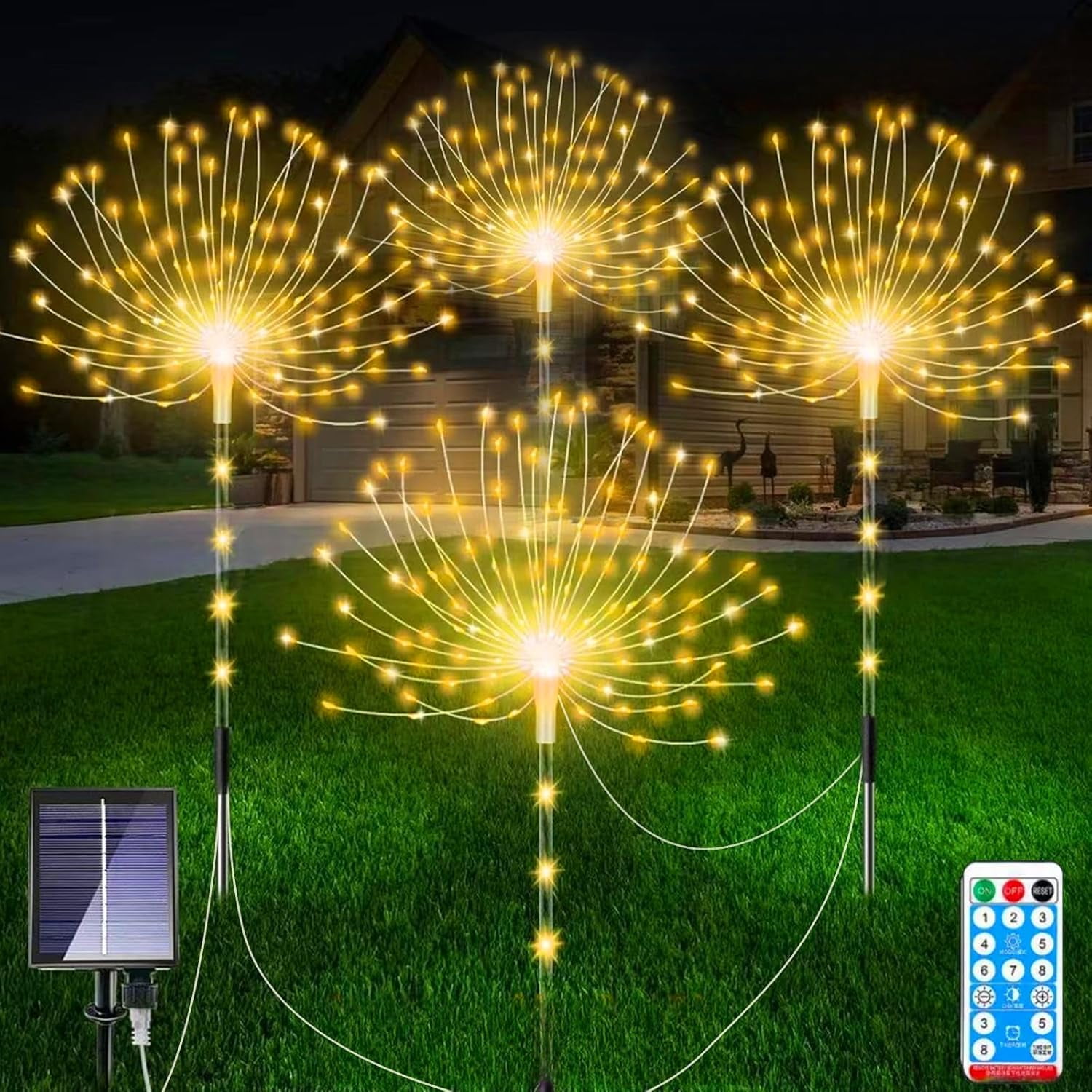4 Pack Outdoor Solar Decorative Lights with 480 LEDs, Waterproof Solar ...
