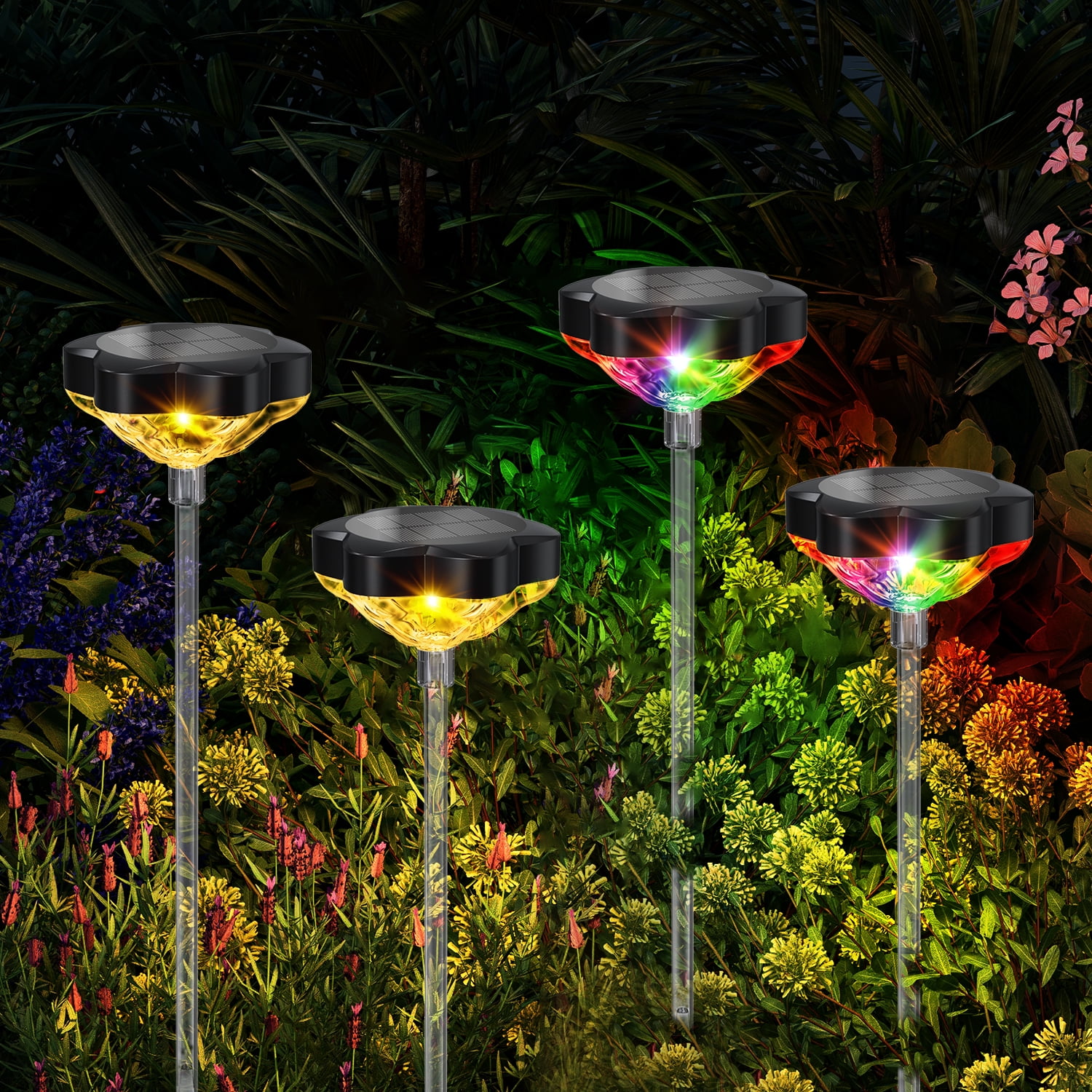 4 Pack Outdoor Waterproof Solar-powered Pathway Lights For Outside ...