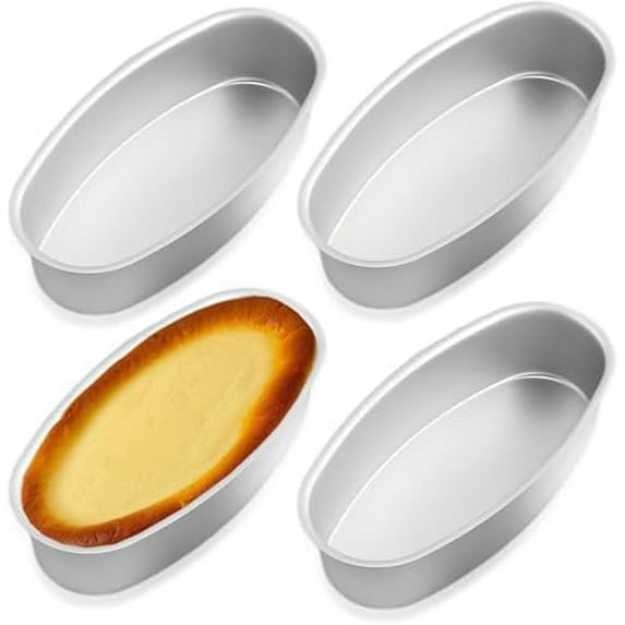 4 Pack Oval Aluminum Cake Pan, 8 Inch Cheesecake Pan Non-stick Breads ...