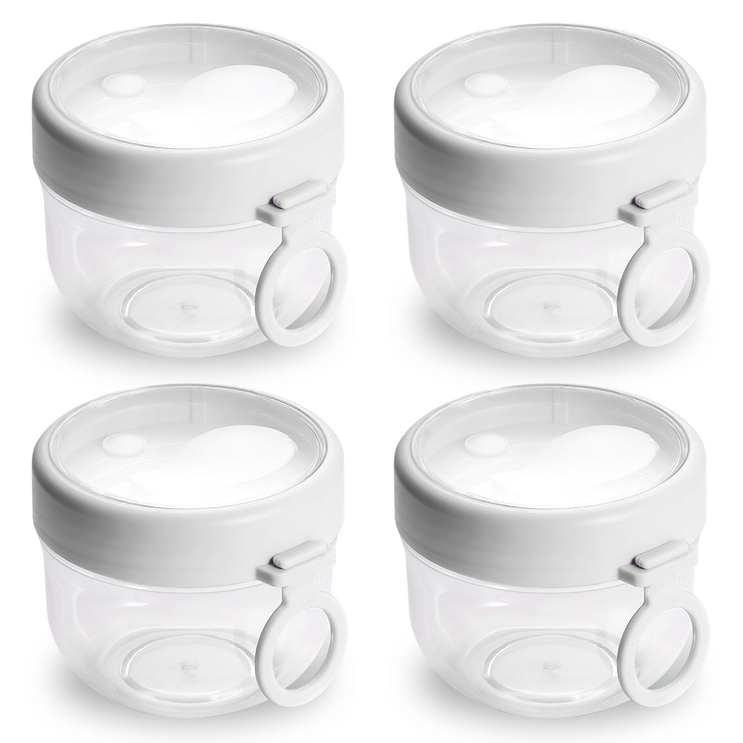 4 Pack Overnight Oats Containers with Lids Folding Spoons 20oz Large ...