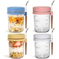 4 Pack Overnight Oats Containers with Lids and Spoons,16 oz Airtight ...