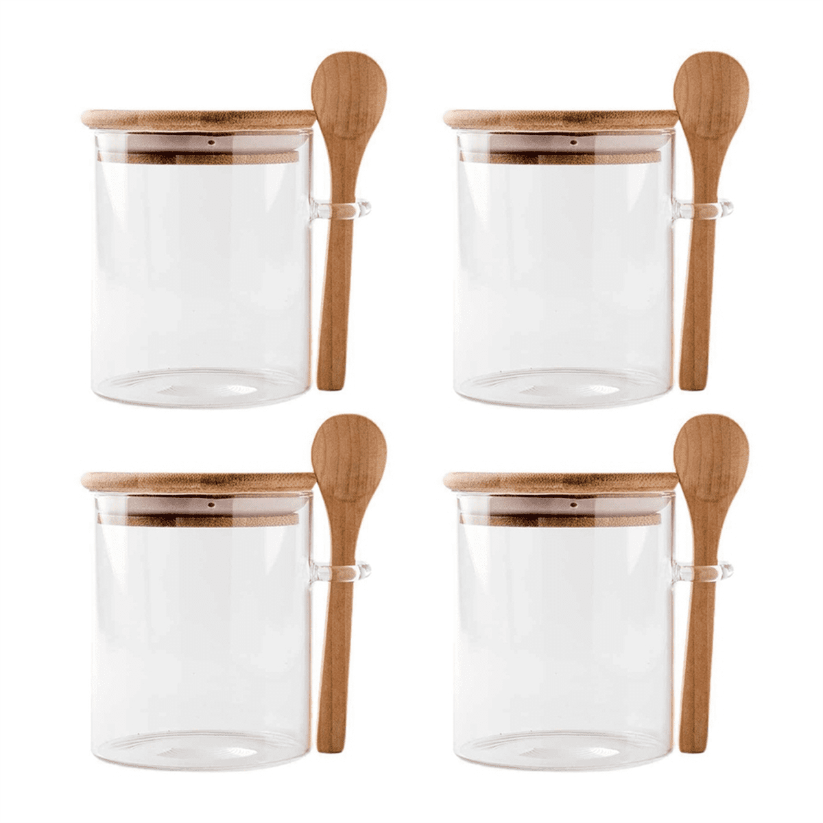 4 Pack Overnight Oats Glass Containers with Lids and Spoons, Glass Jars ...