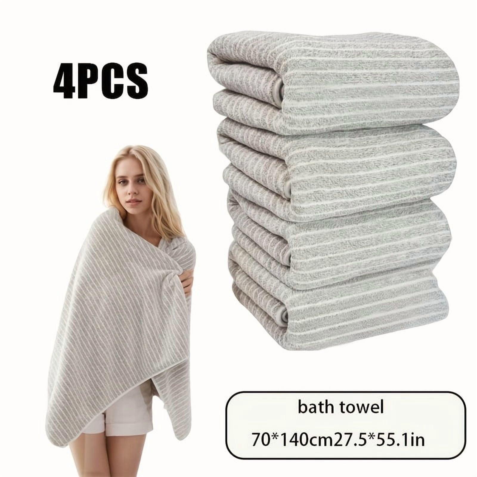 4 Pack Oversized Microfiber Bath Towels 28x55, Super Absorbent Fast ...